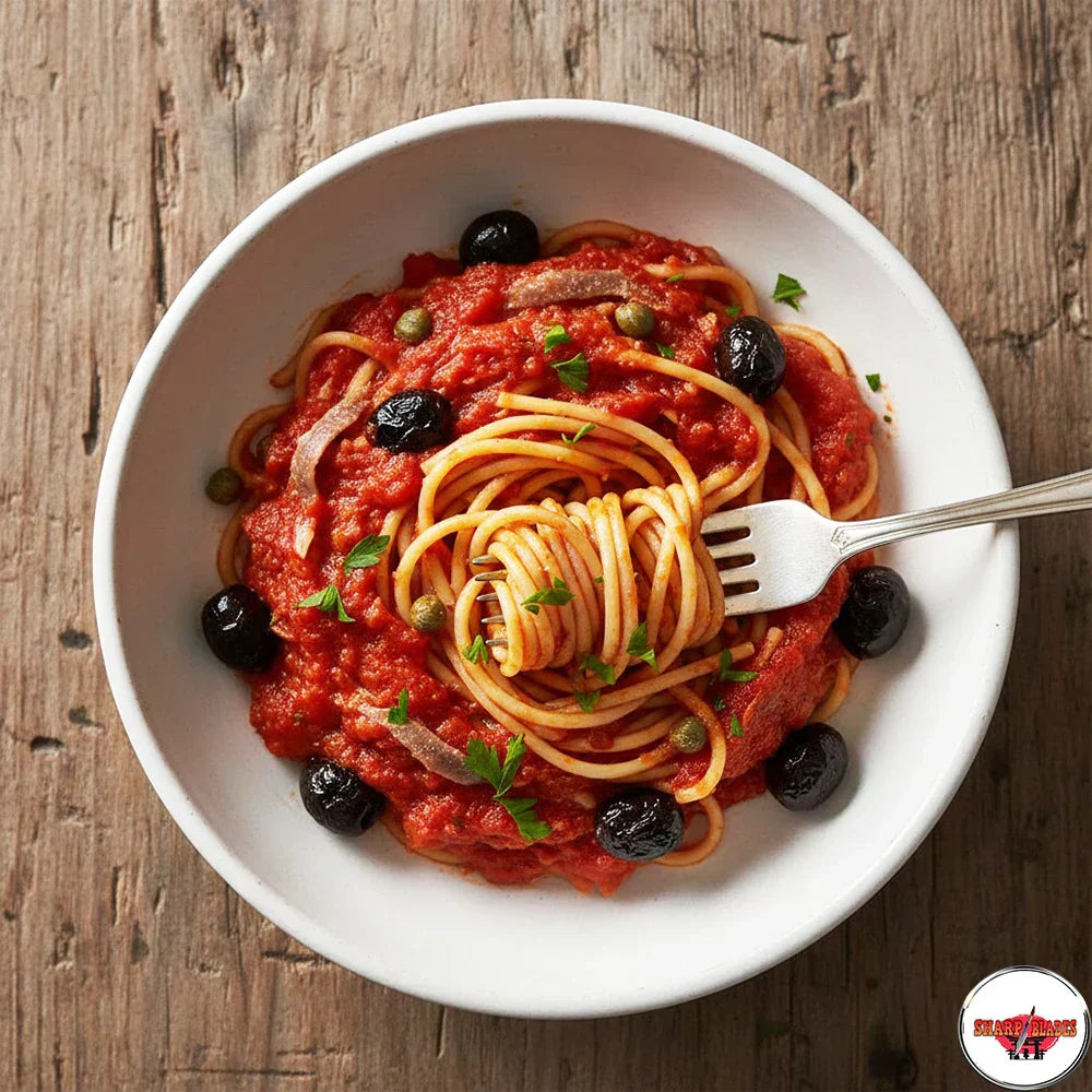 Recept på pasta puttanesca från skafferiet | Enkelt kryddigt och gott ...